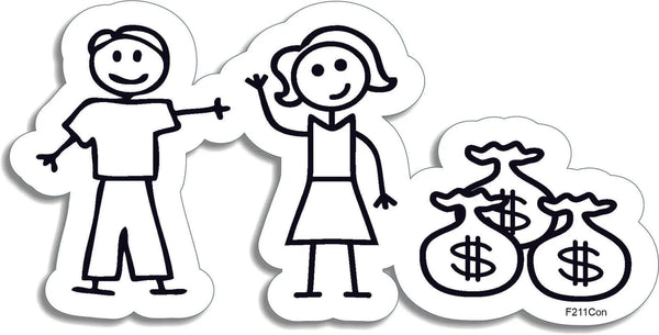 funny Bumper Sticker Car Magnet Childless Stick Figure Couple With ...